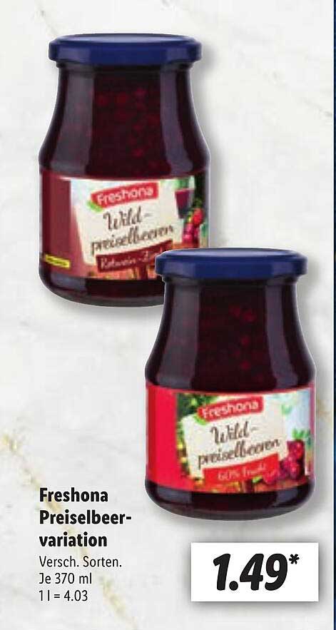 Freshona Preiselbeervariation Angebot bei Lidl - 1Prospekte.de