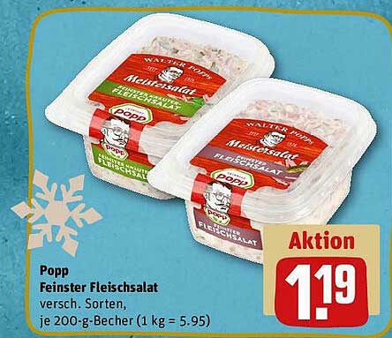 Popp Feinser Fleischsalat Angebot bei REWE - 1Prospekte.de