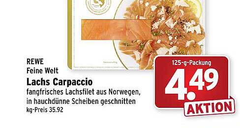 Rewe Feine Welt Lachs Carpaccio Angebot bei Wasgau - 1Prospekte.de