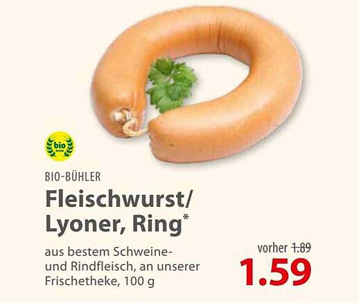 Bio-bühler Fleischwurst Oder Lyoner, Ring Angebot bei Basic - 1Prospekte.de