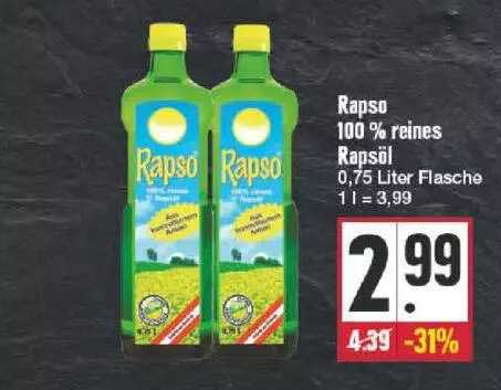 Rapso 100% Reines Rapsöl Angebot bei EDEKA - 1Prospekte.de