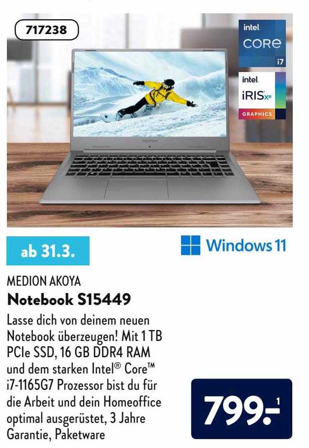 Medion Akoya Notebook S15449 Angebot bei ALDI Nord - 1Prospekte.de