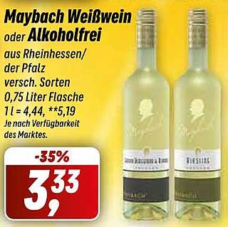Maybach Weißwein Oder Alkoholfrei Angebot bei Simmel - 1Prospekte.de