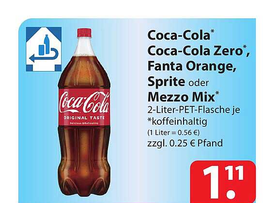Coca-cola Coca-cola Zero, Fanta Orange, Sprite Oder Mezzo Mix Angebot ... Coca-cola Coca-cola Zero, Fanta Orange, Sprite Oder Mezzo Mix Angebot ...