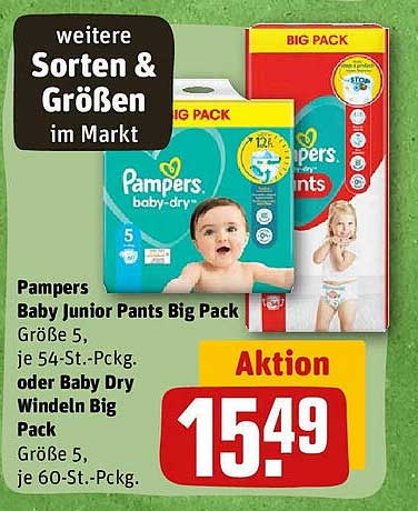 Pampers Baby Junior Pants Big Pack Oder Baby Dry Windeln Angebot bei ...