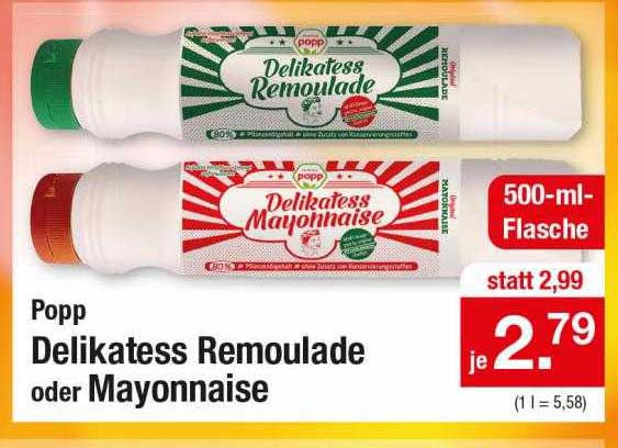 Popp Delikatess Remoulade Oder Mayonnaise Angebot bei Famila
