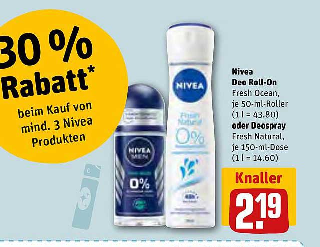 Nivea Deo Roll-on Oder Deospray Angebot bei REWE