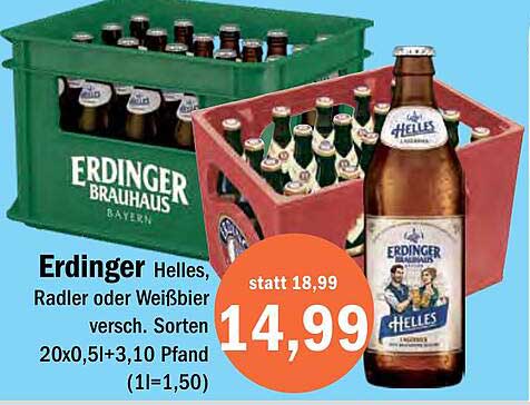Erdinger Helles, Radler Oder Weißbier Angebot bei Aktiv Irma ...