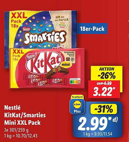 Nestlé Kitkat Oder Smarties Mini XXL Pack Angebot bei Lidl - 1Prospekte.de