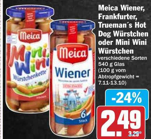 Meica Wiener, Frankfurter, Trueman's Hot Dog Würstchen Oder Mini Wini ...