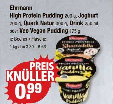 Ehrmann High Protein Pudding, Joghurt, Quark Natur, Drink Oder Veo ...