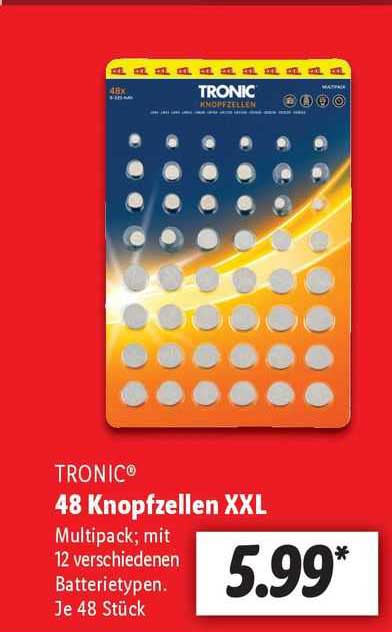 Tronic 48 Knopfzellen Xxl Angebot bei Lidl - 1Prospekte.de