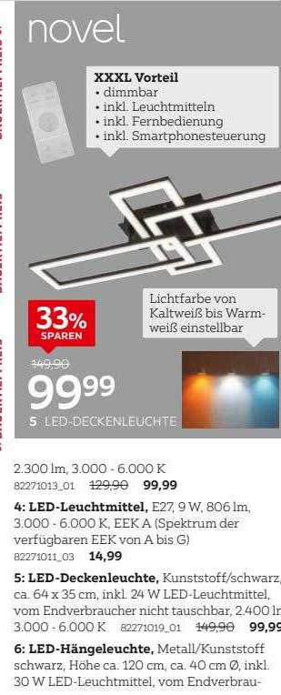 Novel Led-deckenleuchte Angebot bei XXXLutz - 1Prospekte.de
