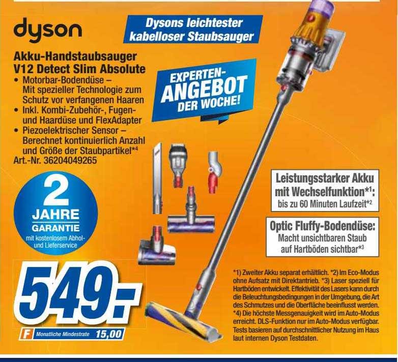 Dyson Akku-handstaubsauger V12 Detect Slim Absolute Angebot bei Expert ...
