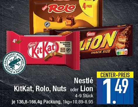Nestlé Kitkat Rolo Nuts Oder Lion Angebot bei E Center - 1Prospekte.de