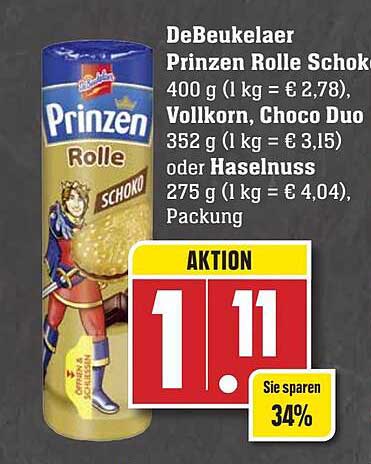 DeBeukelaer Prinzen Rolle Schokolade, Vollkorn, Choco Duo Oder ...