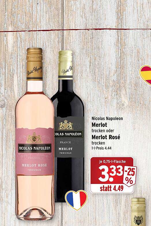 Nicolas Napoleon Merlot Trocken Oder Merlot Rosé Trocken Angebot bei ...