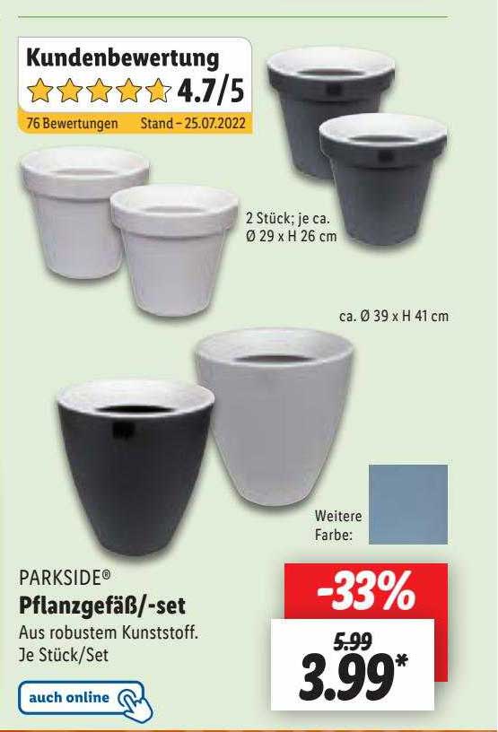 Parkside Pflanzgefäß -set Angebot bei Lidl - 1Prospekte.de