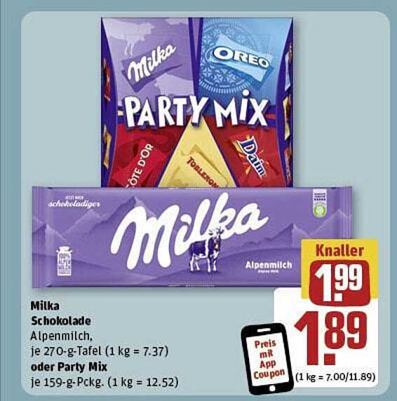 Milka Schokolade Oder Party Mix Angebot bei REWE - 1Prospekte.de
