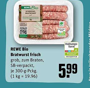 Rewe Bio Bratwurst Frisch Angebot bei REWE - 1Prospekte.de