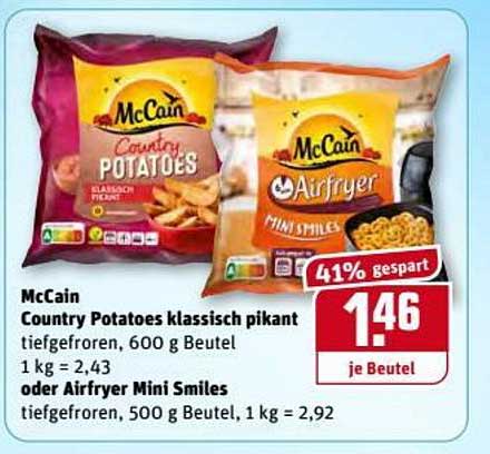 Mccain Country Potatoes Klassisch Pikant Oder Airfryer Mini Smiles ...