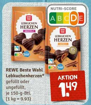 Rewe Beste Wahl Lebkuchenherzen Angebot bei Nahkauf - 1Prospekte.de
