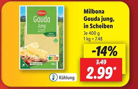 Milbona Gouda Scheiben Xxl Angebot bei Lidl