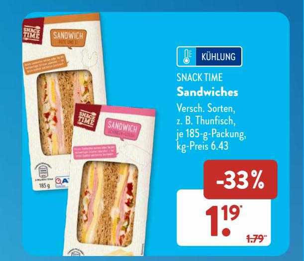 Snack Time Sandwiches Angebot bei ALDI SÜD - 1Prospekte.de