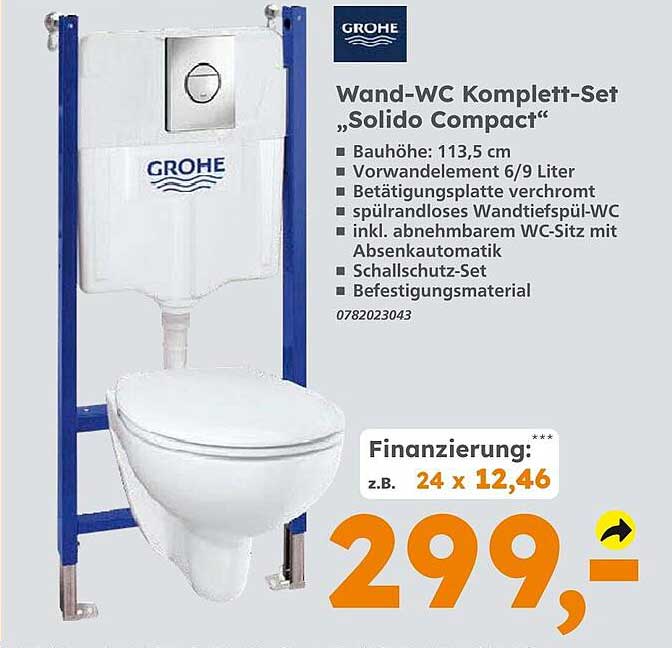 Wand-wc Komplett-set „solido Compact“ Grohe Angebot bei Globus Baumarkt ...