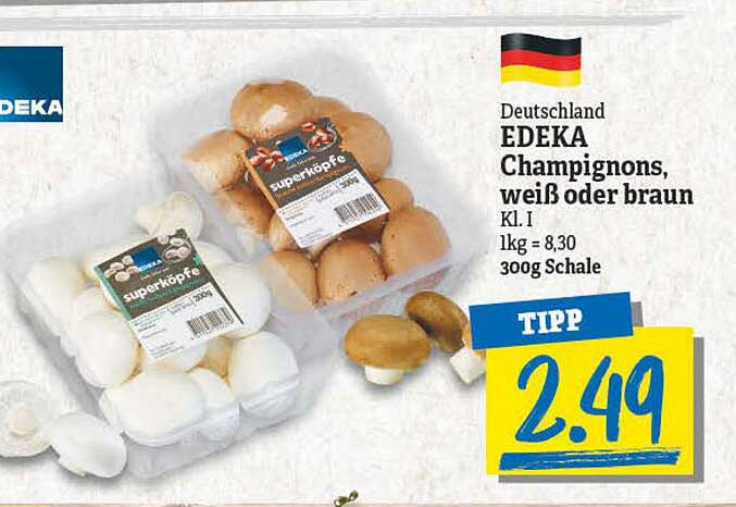 Deutschland Edeka Champignons, Weiß Oder Braun Angebot bei NP Discount