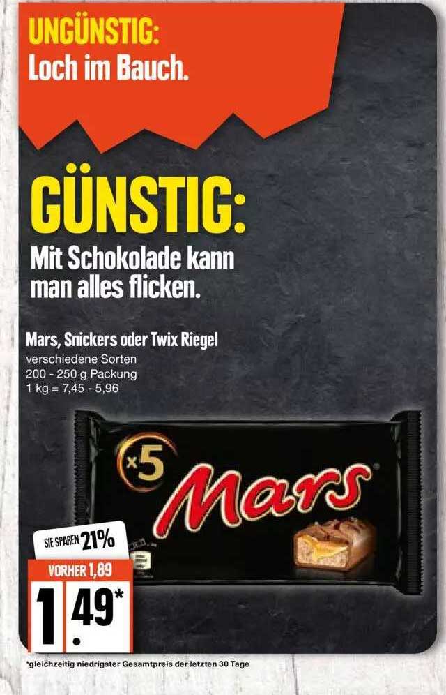 Mars Snickers Oder Twix Riegel Angebot bei EDEKA