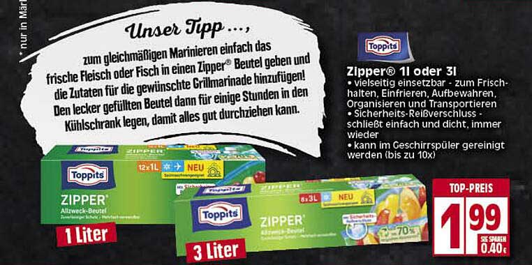 Toppits Zipper 1l Oder 3l Angebot bei Elli Markt - 1Prospekte.de
