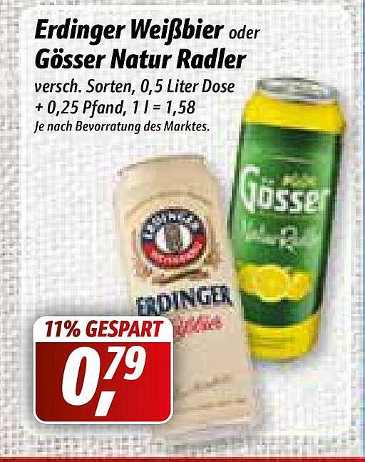 Erdinger Weißbier Oder Gösser Natur Radler Angebot bei Simmel ...