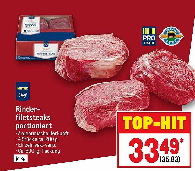 Metro Chef Rinderfiletsteaks Portioniert Angebot bei METRO