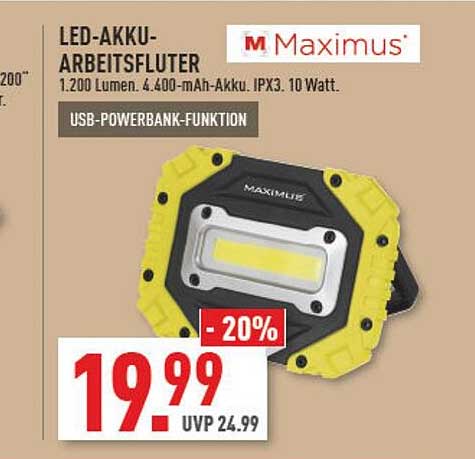 Maximus Led-akku-arbeitsfluter Angebot bei Marktkauf