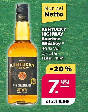 Kentucky Highway Bourbon Whiskey Angebot bei Netto - 1Prospekte.de