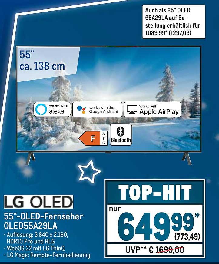 Lg 55"-oled-fernseher Oled55a29la Angebot bei METRO
