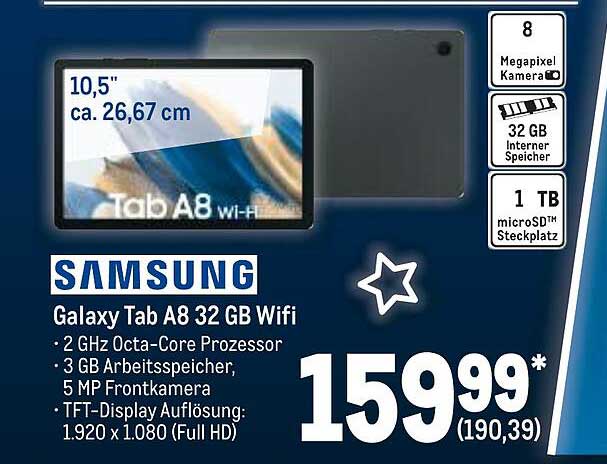 Samsung Galaxy Tab A8 32 Gb Wifi Angebot bei METRO - 1Prospekte.de