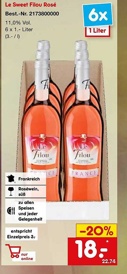 Le Sweet Filou Rosé Angebot bei Netto Marken-Discount - 1Prospekte.de