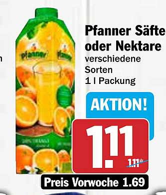 Pfanner Säfte Oder Nektare Angebot bei AEZ - 1Prospekte.de