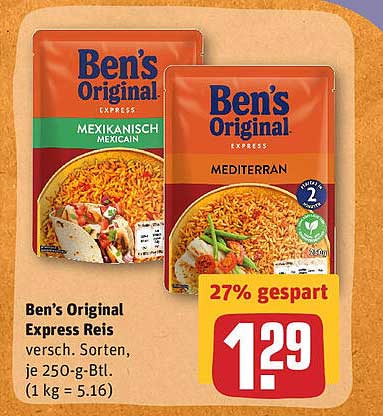 Ben's Original Express Reis Angebot bei REWE - 1Prospekte.de