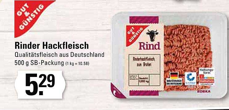 Gut & Günstig Rinder Hackfleisch Angebot bei EDEKA