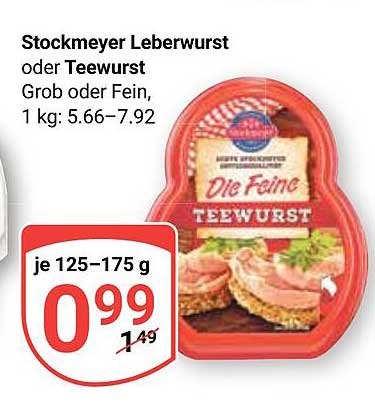 Stockmeyer Leberwurst Oder Teewurst Angebot bei Globus - 1Prospekte.de