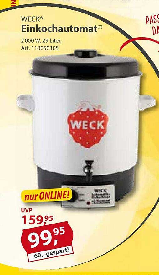 Weck Einkochautomat Angebot bei Sonderpreis Baumarkt - 1Prospekte.de