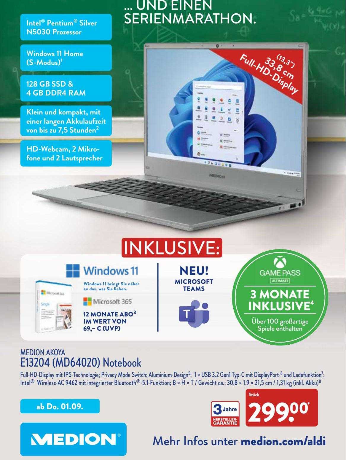 Medion Akoya E13204 Notebook Angebot bei ALDI Nord - 1Prospekte.de