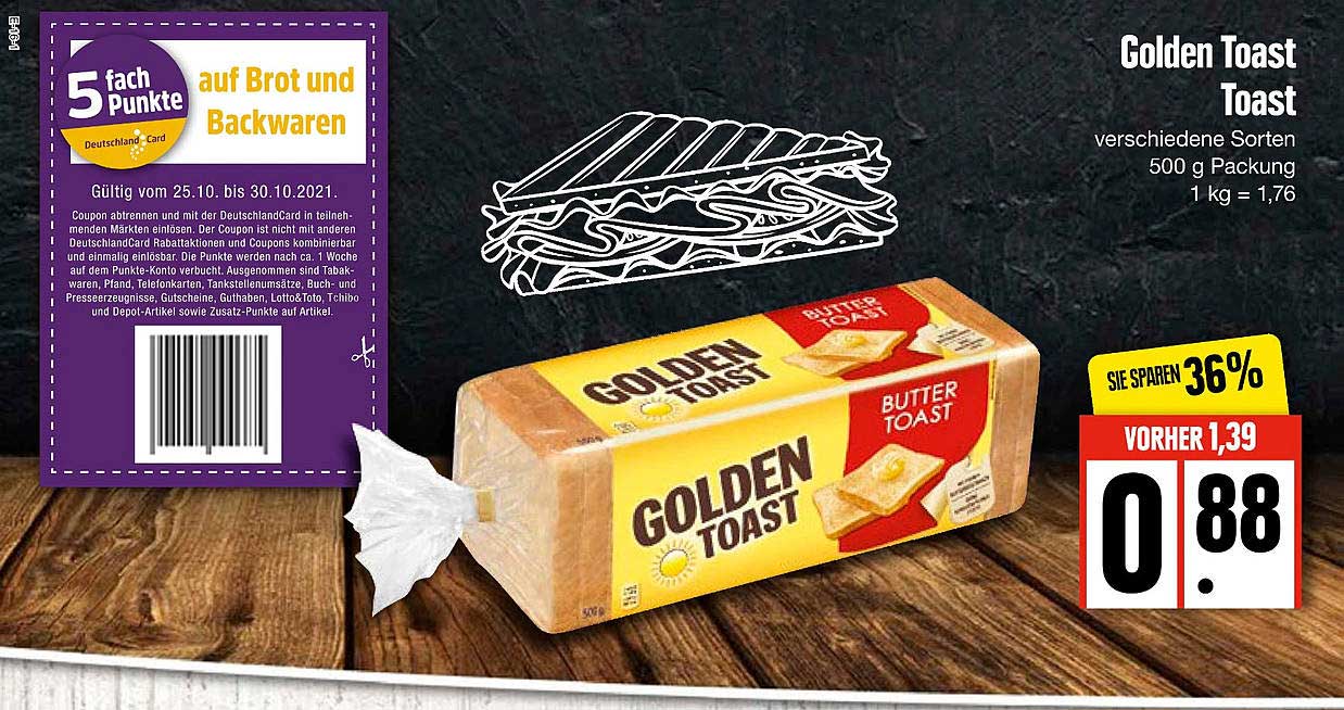 Golden Toast Toast Angebot bei EDEKA - 1Prospekte.de
