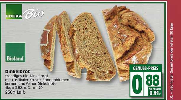 Edeka Bio Bioland Dinkelbrot Angebot bei EDEKA - 1Prospekte.de