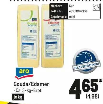 Aro Gouda Oder Edamer Angebot bei METRO - 1Prospekte.de
