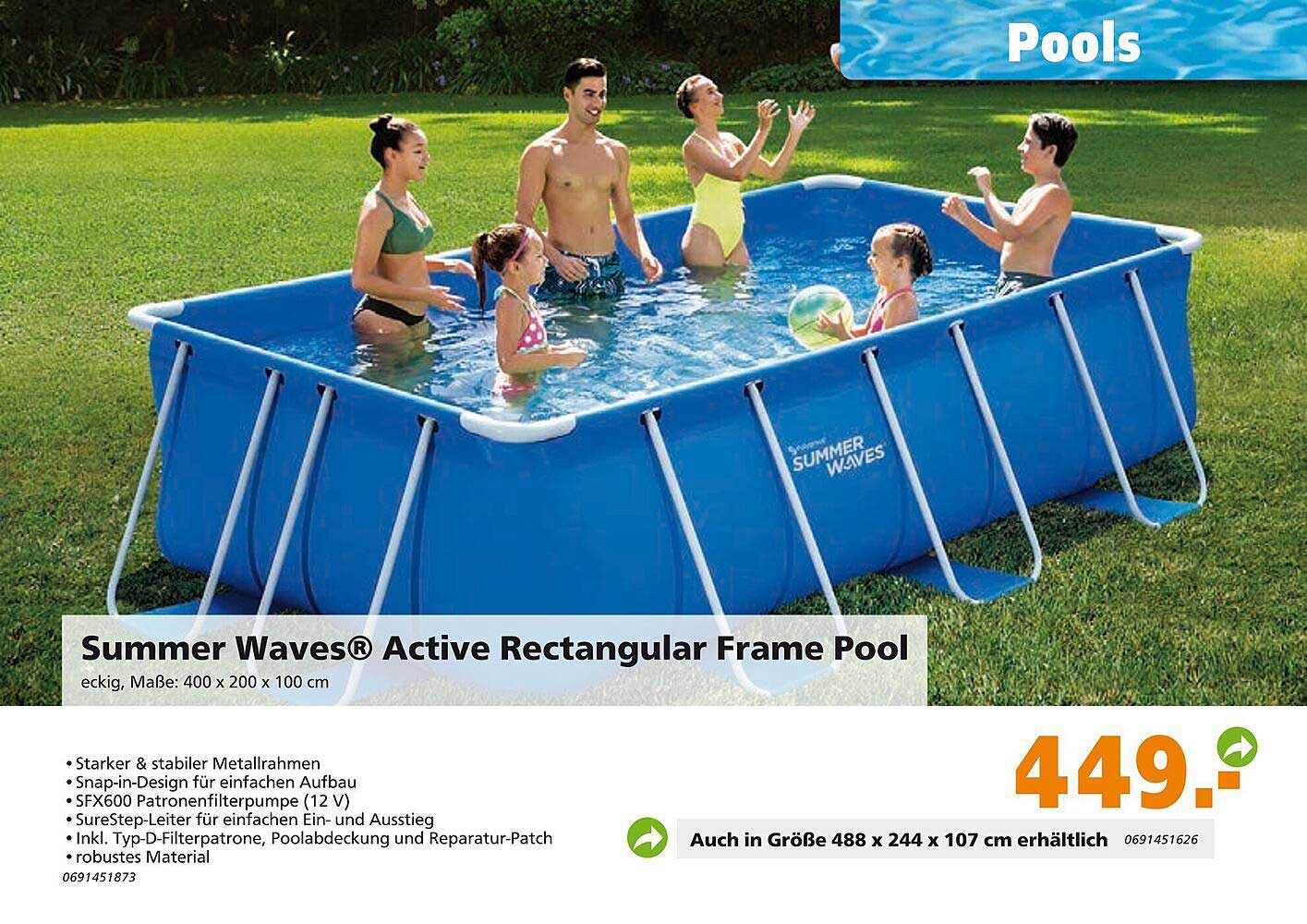 Summer Waves Active Rectangular Frame Pool Angebot bei Globus Baumarkt ...