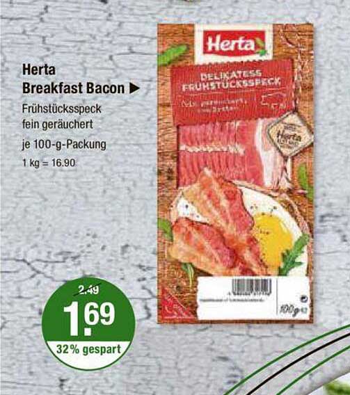 Herta Breakfast Bacon Angebot bei V-Markt - 1Prospekte.de